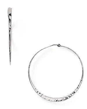 Aqua Sterling Hammered Hoop Earrings - Silver
