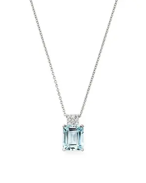 Bloomingdale'S Aquamarine & Diamond Pendant Necklace - Blue/white