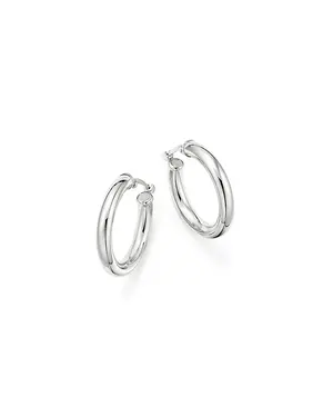 Aqua Sterling Tube Hoop Earrings - Silver