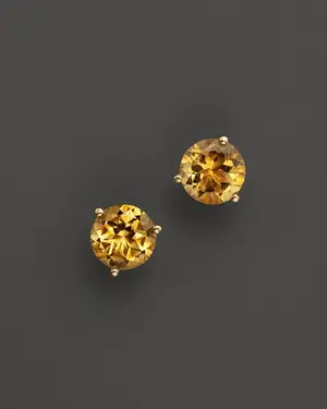 Bloomingdale'S 14k Yellow Gold Citrine Stud Earrings - Orange