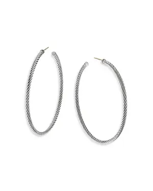 David Yurman Sculpted Cable Hoop Earrings - Silver
