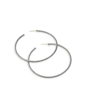 David Yurman Sculpted Cable Hoop Earrings - Silver