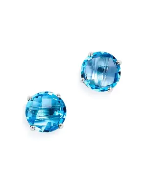 Bloomingdale'S 14k White Gold Blue Topaz Stud Earrings - Blue/white