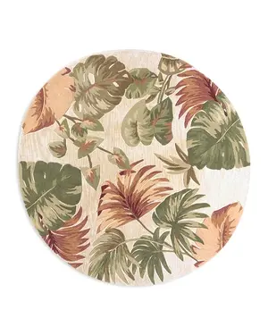 Kas Sparta Palm Leaves Round Area Rug, 5'6 X 5'6 - Beige