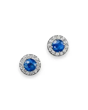 Bloomingdale'S Sapphire And Diamond Stud Earrings - White/blue