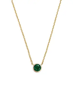 Bloomingdale'S Emerald Bezel Pendant Necklace - Green/gold
