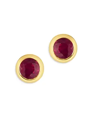 Bloomingdale'S 14k Yellow Gold Ruby Stud Earrings - Red/gold