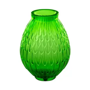 Lalique Plumes Vase In Amazon Small - Green