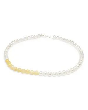 Completedworks Cultured Freshwater Pearl & Jade Bead Collar Necklace In Sterling Silver, 13-14