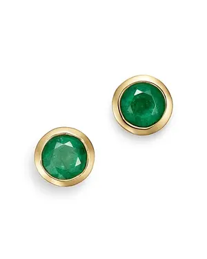 Bloomingdale'S 14k Yellow Gold Emerald Stud Earrings - Green/gold