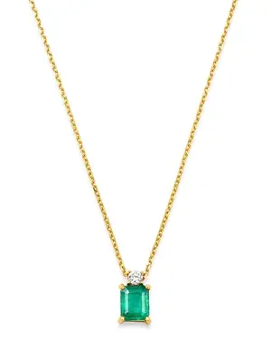 Bloomingdale'S Emerald And Diamond 14k Yellow Gold Pendant Necklace - Green/gold
