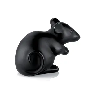 Lalique Crystal Mouse Black