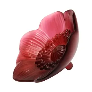Lalique Small Anemone Figure - Red Crystal