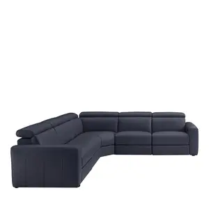 CHATEAU D'AX Gemma Reclining Leather Sectional Sofa - Blue