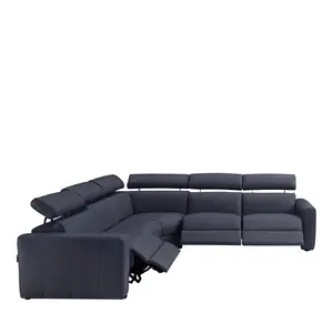 CHATEAU D'AX Gemma Reclining Leather Sectional Sofa - Blue