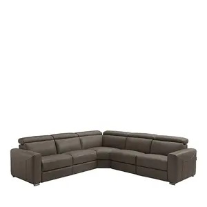CHATEAU D'AX Gemma Reclining Leather Sectional Sofa Graphite