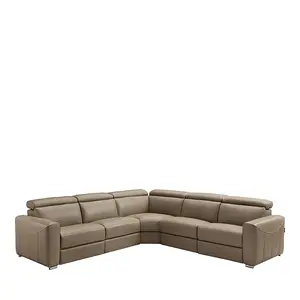 CHATEAU D'AX Gemma Reclining Leather Sectional Sofa - Taupe