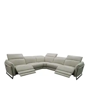 Bloomingdale'S 5 Piece Silvio Leather Reclining Sectional - Nc-e Frost