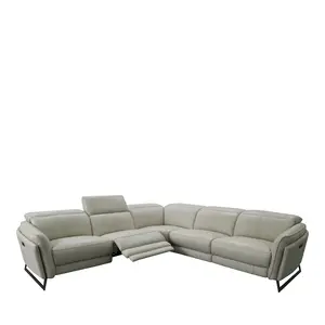 Bloomingdale'S 5 Piece Silvio Leather Reclining Sectional - Nc-e Frost