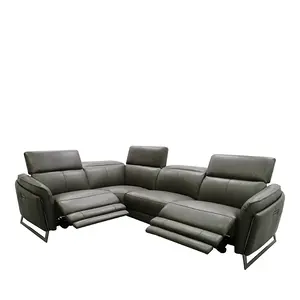 Bloomingdale'S 5 Piece Silvio Leather Reclining Sectional - Nc-e Graphite