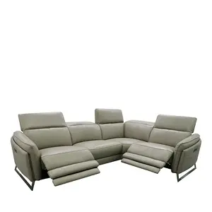 Bloomingdale'S 5 Piece Silvio Leather Reclining Sectional Taupe