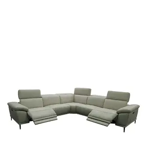 Bloomingdale'S Aprile Leather Reclining Sectional Sofa Frost