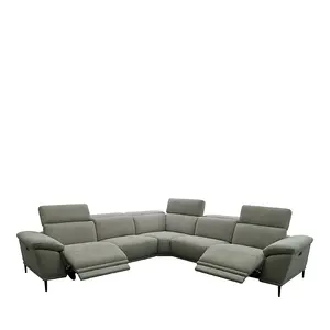 Bloomingdale'S Aprile Leather Reclining Sectional Sofa Silver