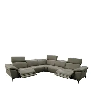 Bloomingdale'S Aprile Leather Reclining Sectional Sofa Taupe