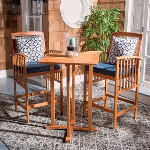 SAFAVIEH Pate 3 Piece Outdoor Bistro Set With Accent Pillows