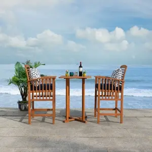 SAFAVIEH Pate 3 Piece Outdoor Bistro Set With Accent Pillows