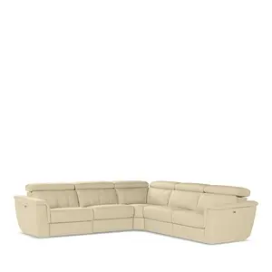 GIUSEPPE NICOLETTI Giuseppi Nicoletti Trevi 5 Piece Power Reclining Leather Sectional Torello Fango