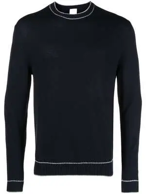 Eleventy Stripe-detail Wool Sweatshirt - Blue