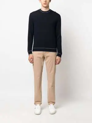 Eleventy Stripe-detail Wool Sweatshirt - Blue