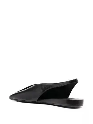 JIL SANDER Asymmetric-toe Leather Ballerinas - Black