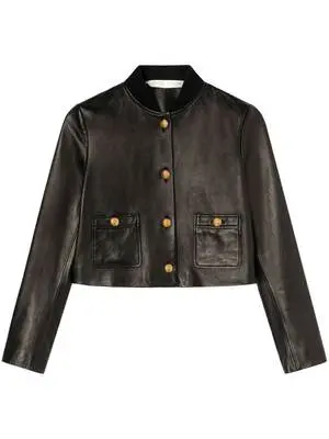 Palm Angels Cropped Leather Jacket
