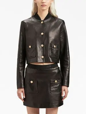 Palm Angels Cropped Leather Jacket