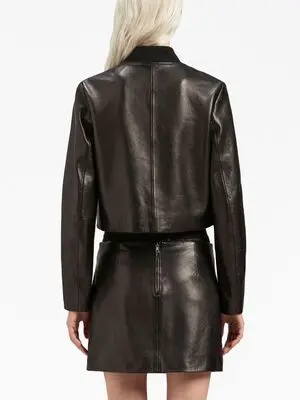 Palm Angels Cropped Leather Jacket