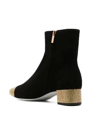 Rene Caovilla 40mm Rhinestone-embellished Suede Boots - Black