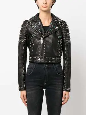 Philipp Plein Studded Leather Biker Jacket