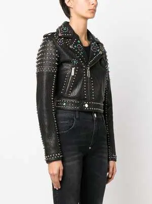 Philipp Plein Studded Leather Biker Jacket