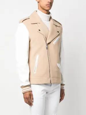 Philipp Plein Leather Biker Jacket - Neutrals