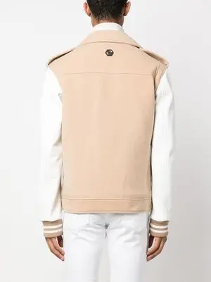 Philipp Plein Leather Biker Jacket - Neutrals