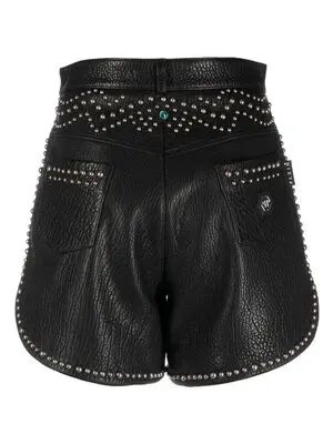 Philipp Plein Stud-embellished Leather Hot Pants