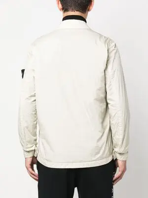Stone Island Lightweight Zip-up Jacket With Compass Patch - Neutrals