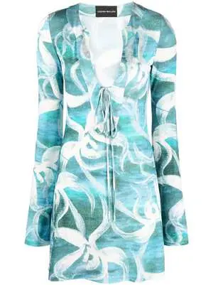 LOUISA BALLOU Floral Print Minidress - Blue