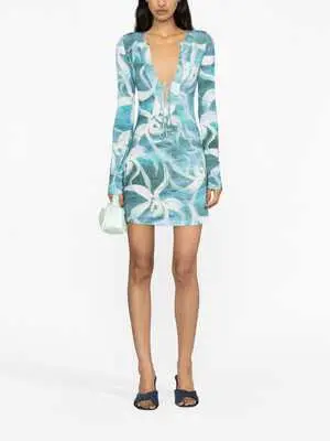 LOUISA BALLOU Floral Print Minidress