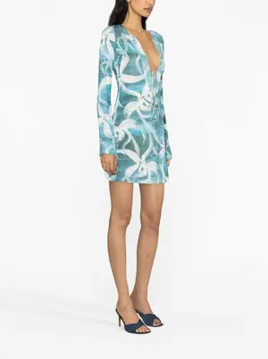 LOUISA BALLOU Floral Print Minidress
