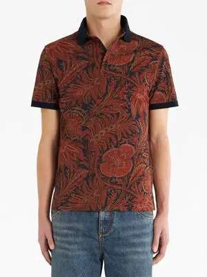 Etro Floral-print Cotton Polo Shirt