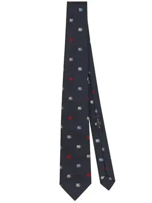 Etro Logo-jacquard Silk Neck Tie - Blue