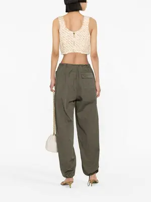 Balmain Button-embellished Tweed Cropped Top